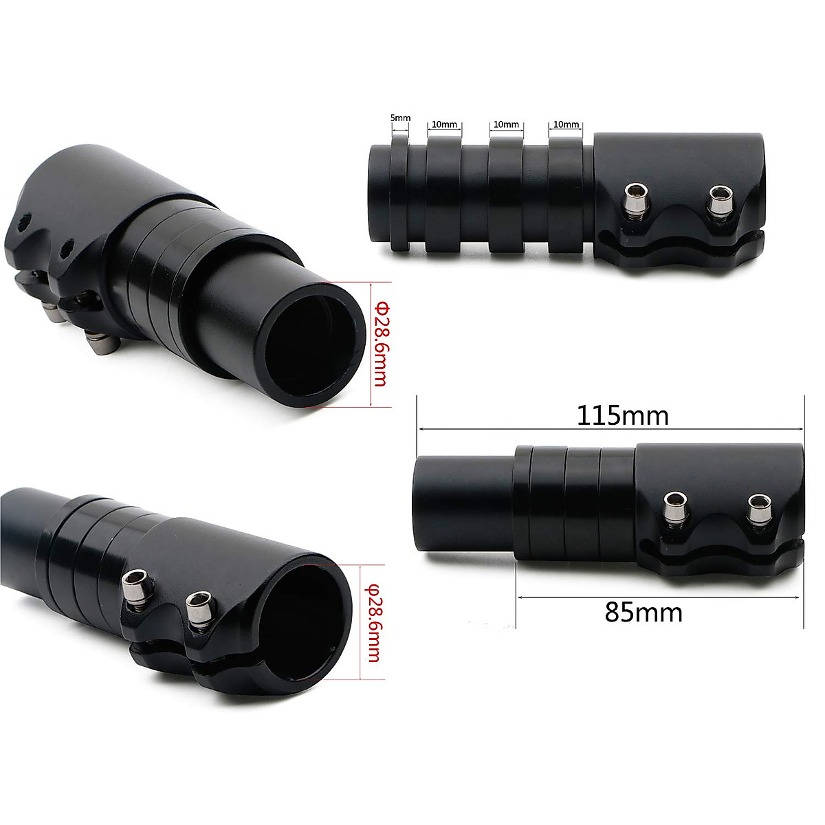 28.6mm Bike Stem Riser, Bike Fork Stem Extender, Aluminium Alloy Bicycle Handlebar Raiser Head Up Adapter for Mountain Bike, Road Bike, MTB, BMX