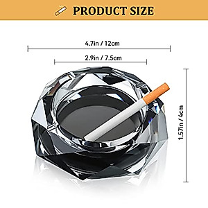 Bicico Crystal Glass Ashtray, Cigar Ashtray, Cool Ashtrays for Cigarettes Indoor, Ash Tray Holder Home Office Desktop Tabletop Hotel Indoor Outdoor Decoration, Black