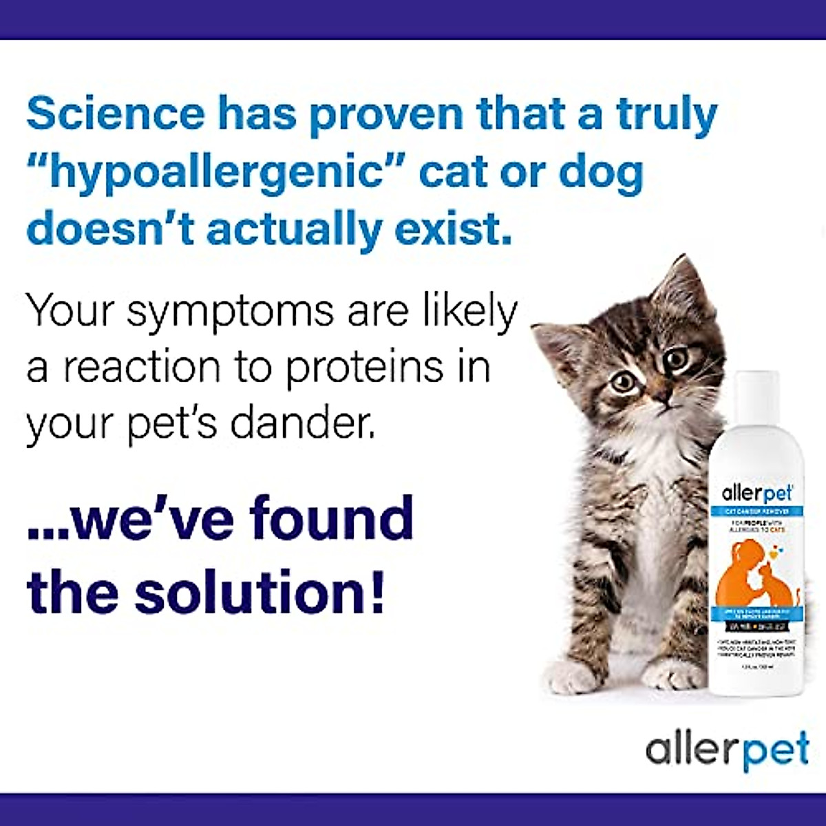 Allerpet Cat Dander Remover w/Free Applicator Mitt & Sprayer - Effective Cat Allergy Relief - Anti Allergen Solution Made in USA - (12oz)