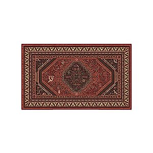 RUGGABLE Zareen Washable Rug - Perfect Boho Area Rug for Living Room Bedroom Kitchen - Pet & Child Friendly - Stain & Water Resistant - Scarlet Red 3'x5' (Standard Pad)