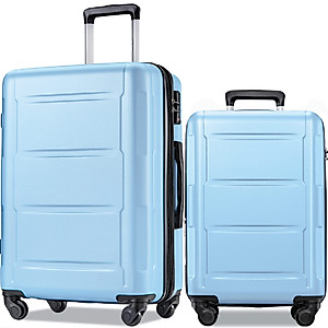 Merax Luggage Sets 2 piece Carry on Luggage Suitcase Sets of 2, Hard Case Luggage Expandable with Spinner Wheels (Baby Blue 2-Piece (20/28))