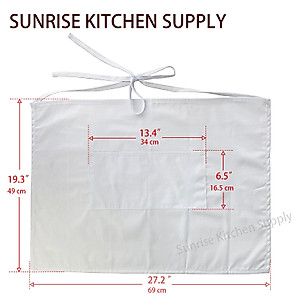 Sunrise Kitchen Supply White Half Bistro Apron 19" L By 27" W