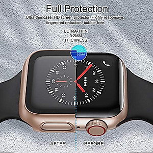 EDIMENS 2 Pack Hard PC Case Compatible with Apple Watch Series 6 / SE / 5/4 40mm Women Men, Overall PC Case Slim Tempered Glass Screen Protector Protective Cover for Apple iWatch 40mm SE Rose