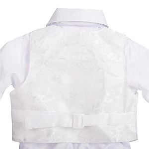 Lito Angels Baby Boys White Suit Christening Clothing Baptism Outfits with Bonnet Long Sleeve Floral Size 9-12 Months