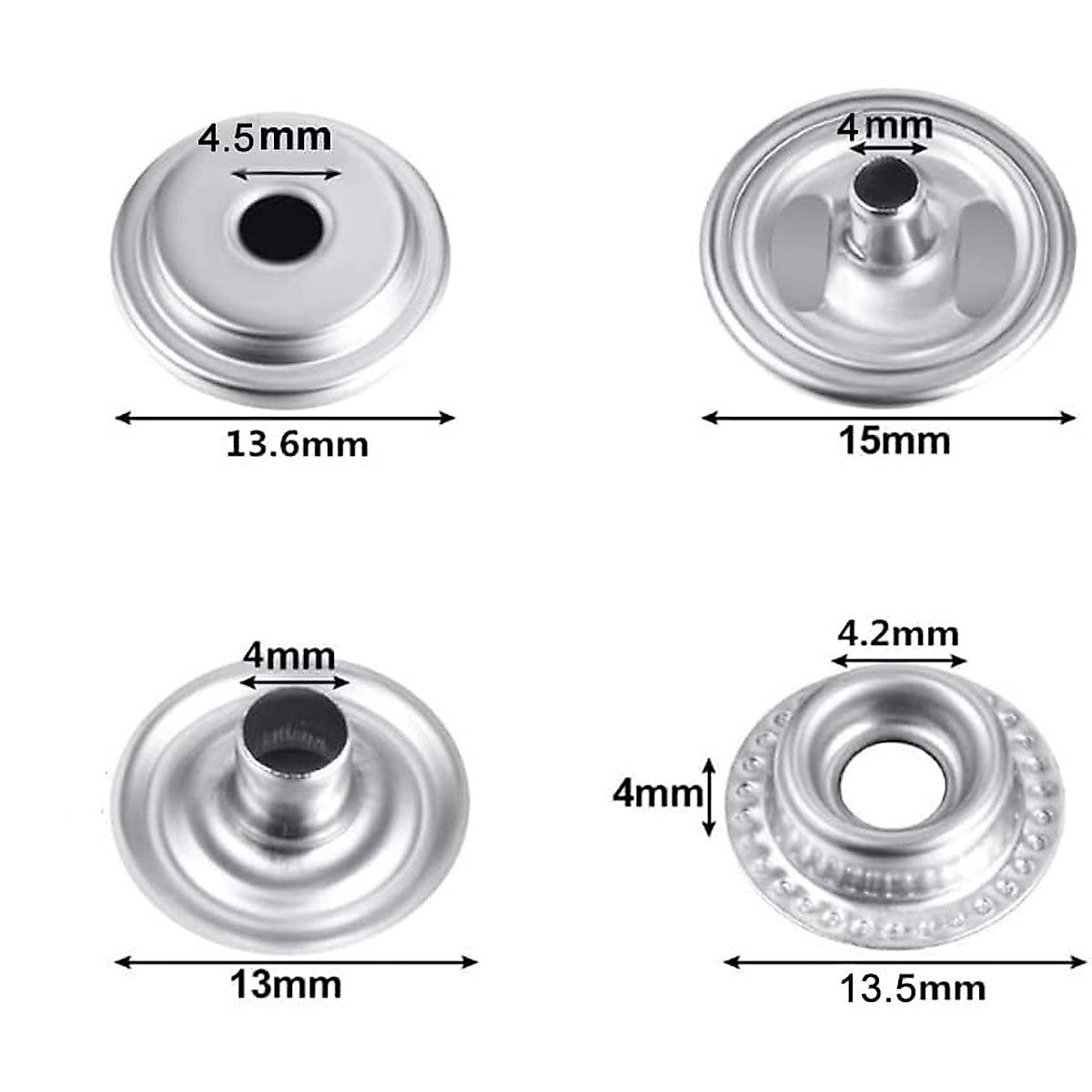 240 Pieces Stainless Steel Snap Fastener, BetterJonny 15mm Heavy Duty Snap Button Press Stud Cap for Marine Boat Canvas Bag Leather DIY Craft