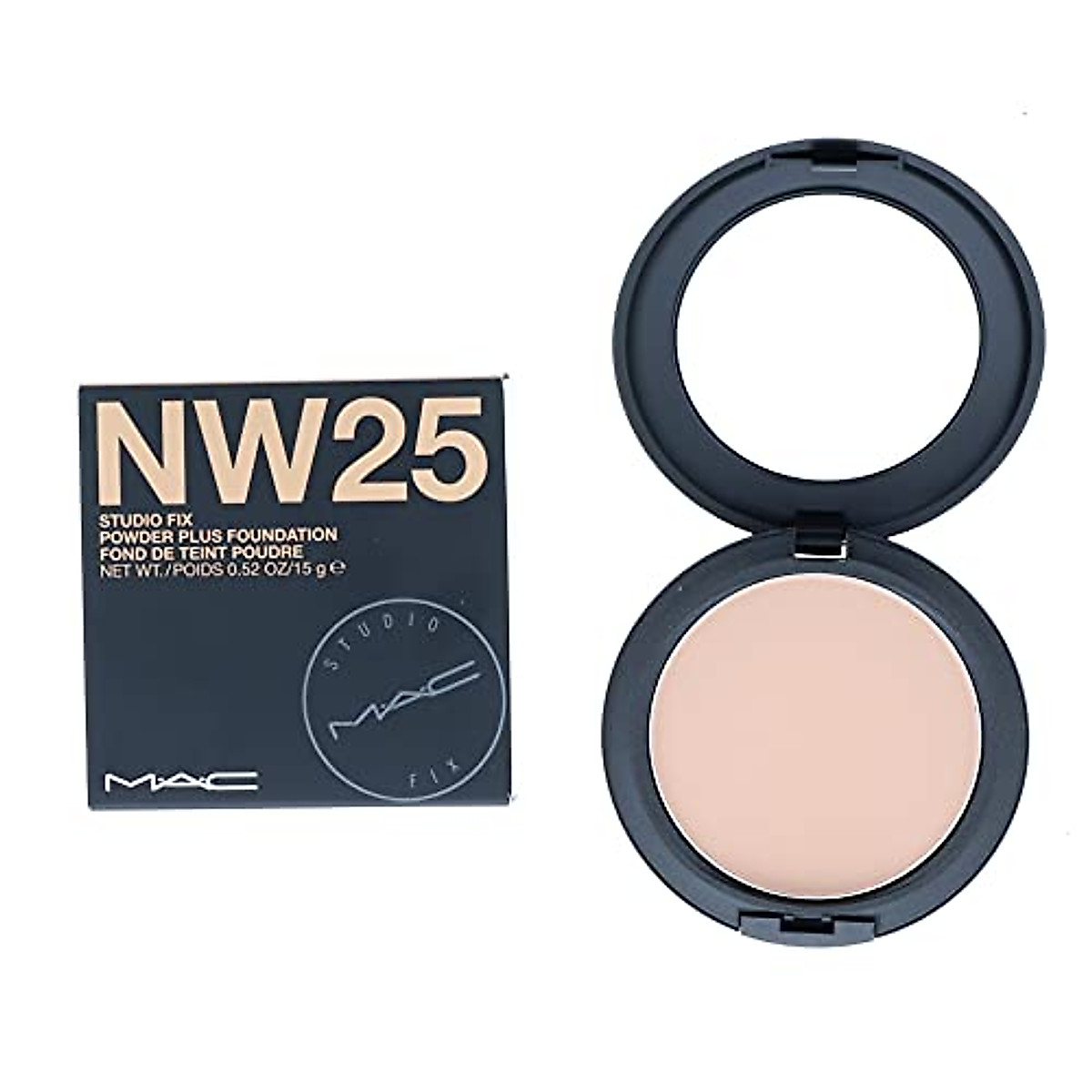 MAC Studio Fix Powder Plus Foundation - NW25 - Mid Tone Beige with Rosy Undertone for Light to Medium Skin (Neutral-warm) 15g / 0.52oz