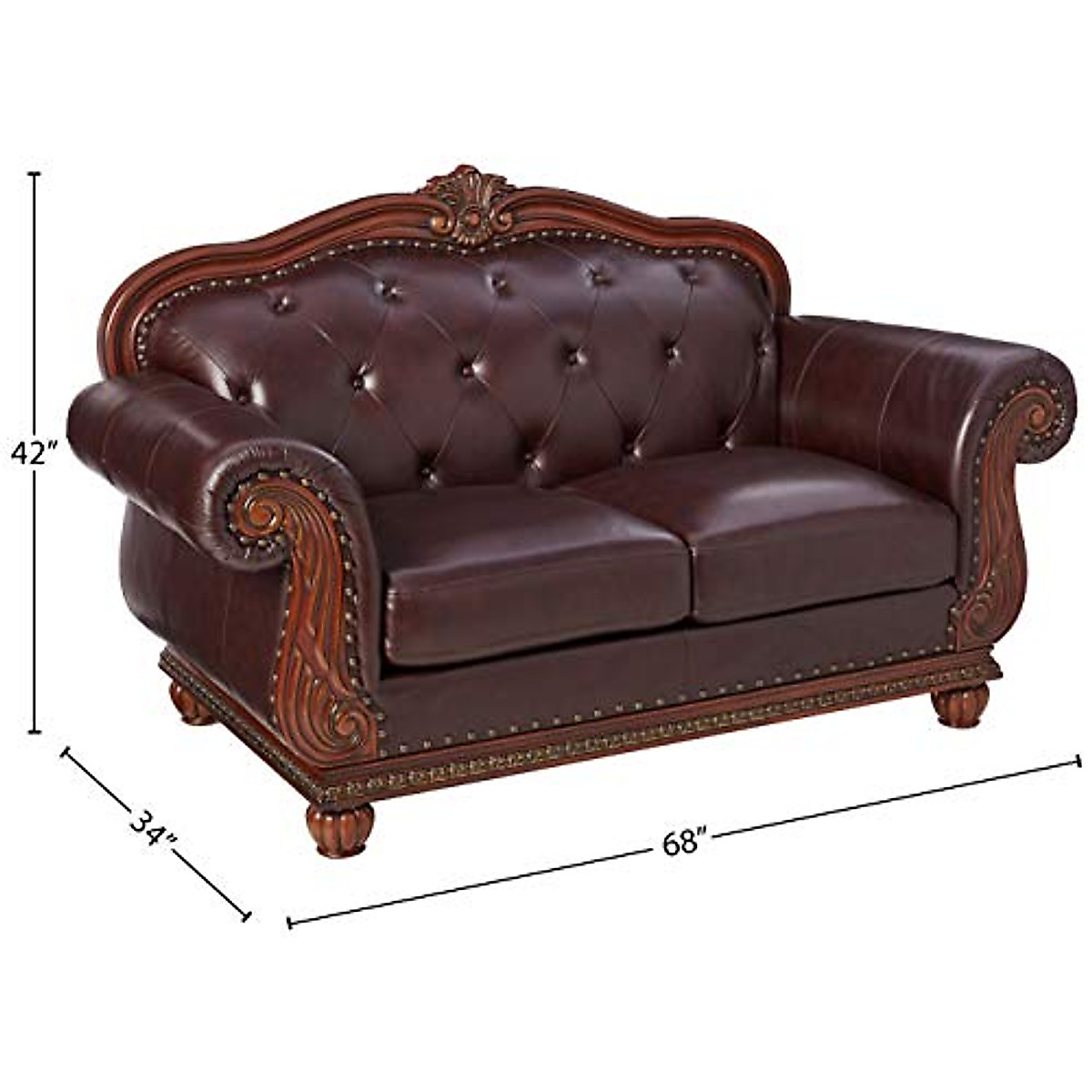 ACME Top Grain Leather Loveseat, Dark Brown Leather