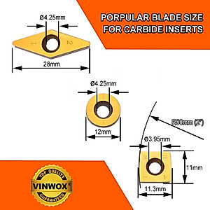 TITANIUM Coated Replacement Wood Turning Carbide Tip Set for VINWOX 3 PCS & 4 PCS Carbide Turning Tool Set, 2 of each Finisher, Detailer, 4 of 2" Straight/Radius Combo, Pack of 8