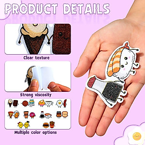 50 Pcs Anxiety Sensory Stickers Textured Strips Stickers Food Theme Stickers Desk Fidget Toys Anti Stress Toys for Adults Teens Phone Desk Laptop Classroom Office Supplies, 10 Styles