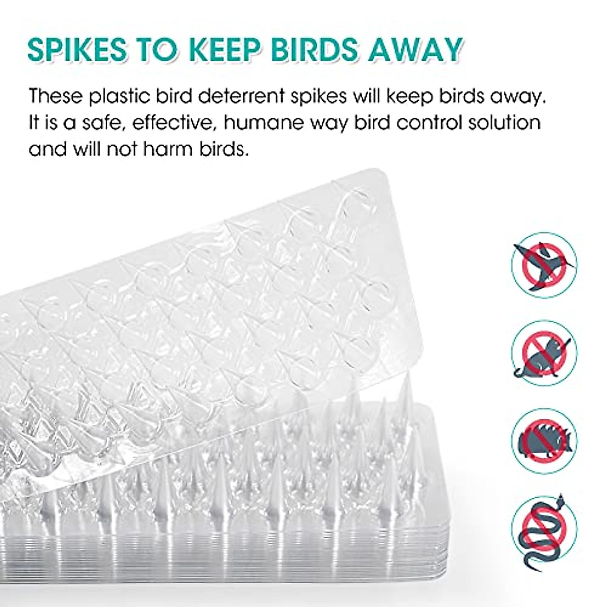 Touri 24 Pack 33ft Outdoor Transparent Clear PVC Bird Defender Spikes Strips for Indoor Outdoor use Keep Pigeon, Squirrel Off