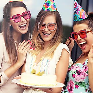 SUNOVELTIES 12 Pcs Women Sparkling Crystal Sunglasses Oversized Square Diamond Thick Frame Glasses Funky Big Cool Eyeswear