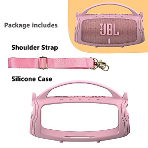 Silicone Cover Case for JBL Charge 5 Portable Bluetooth Speaker, Protective Skin Case for JBL Charge 5 Portable Bluetooth Speaker Accessories(Only Pink Case)