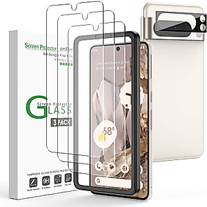 amFilm 3+1 Pack for Google Pixel 8 Pro Screen Protector 6.7" Tempered Glass, Ultrasonic Fingerprint Compatible, with Easy Installation Frame, Anti Scratch, Bubbles-Free, Case Friendly