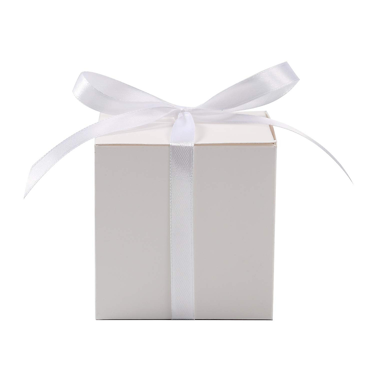 COTOPHER 60pcs Small Gift Boxes, Favor Boxes 2x2x2 inches Paper Gift Boxes with Ribbons Candy Box for Wedding Favors Baby Shower Bridal Shower Birthday Party (White)