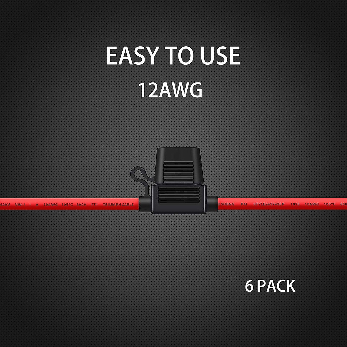 12 AWG Inline Fuse Holder - 12 Gauge Fuse Holder for 30A Blade Fuse (6 Pack)