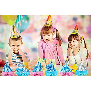 6 PCS Cinderella Princess Theme Honeycomb Centerpieces Colorful Cartoon Princess Cinderella Kids' Birthday Party Decoration (Cinderella)