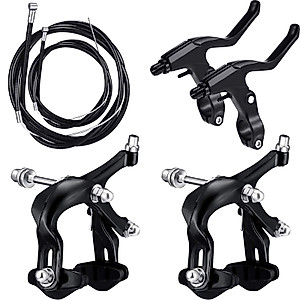 Riakrum 6 Pieces Bike Brakes Calipers Road Bike C Shape Brake Aluminum Bicycle Brake Lever Brake Housing and Cable Brakes C Type Replacement Set for Road Bike