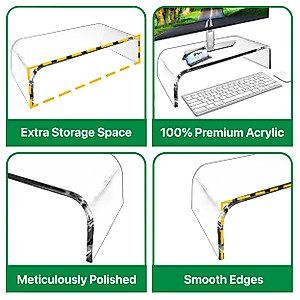 AMT Premium Acrylic Monitor Stand Clear Monitor Stand Clear Monitor Riser Laptop/PC/Multimedia Monitor Stand for Home Office