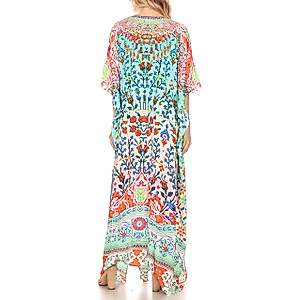 Sakkas P5 - LongKaftan Georgettina Ligthweight Printed Long Caftan Dress/Cover Up - TM208-Multi -OS