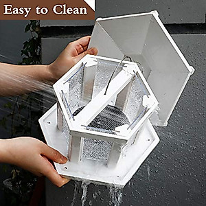 Solution4Patio White Wood Hexagon Gazebo Bird Feeder Hollow Mesh Tray, Large Capacity, Easy to Clean & Fill, 11.4" Dia. X 8.7" H #G-B121B00-US