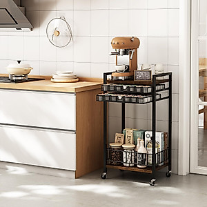 Miratino K-Cup Holder Rack,Coffee Pod Holder Drawer for 84 Coffee Pods Storage,Coffee Cart with Wheels,Stylish Home or Office Coffee Bar Station Organizer,Rustic Brown