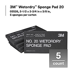 3M Wetordry Sponge Pad 20, 05526, 5 1/2 x 2-3/4 in x 3/8 in , Black