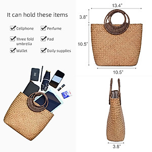 TICYACK Women's Top-handle Handbags, Handmade Straw Bag/Straw Purse for Womens for Daily Use, Beach, Travel