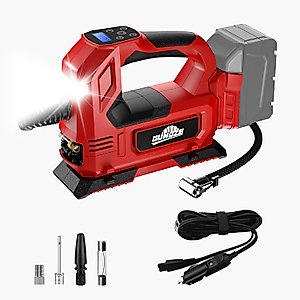 Cordless Tire Inflator Air Compressor for Milwaukee M18 Battery, 150PSI Portable LED Light Handheld Air Pump with Digital Pressure Gauge for Cars Motorcycles Bikes Sport Balls(Battery Not Included)