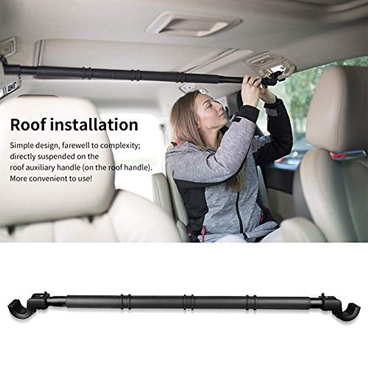 LITTLEMOLE Car Clothes Hanger Bar, Expandable Vehicle Clothing Rack Hanger Rod with Heavy Duty Metal and Rubber Grips, Great for Travel or Garment Cloths