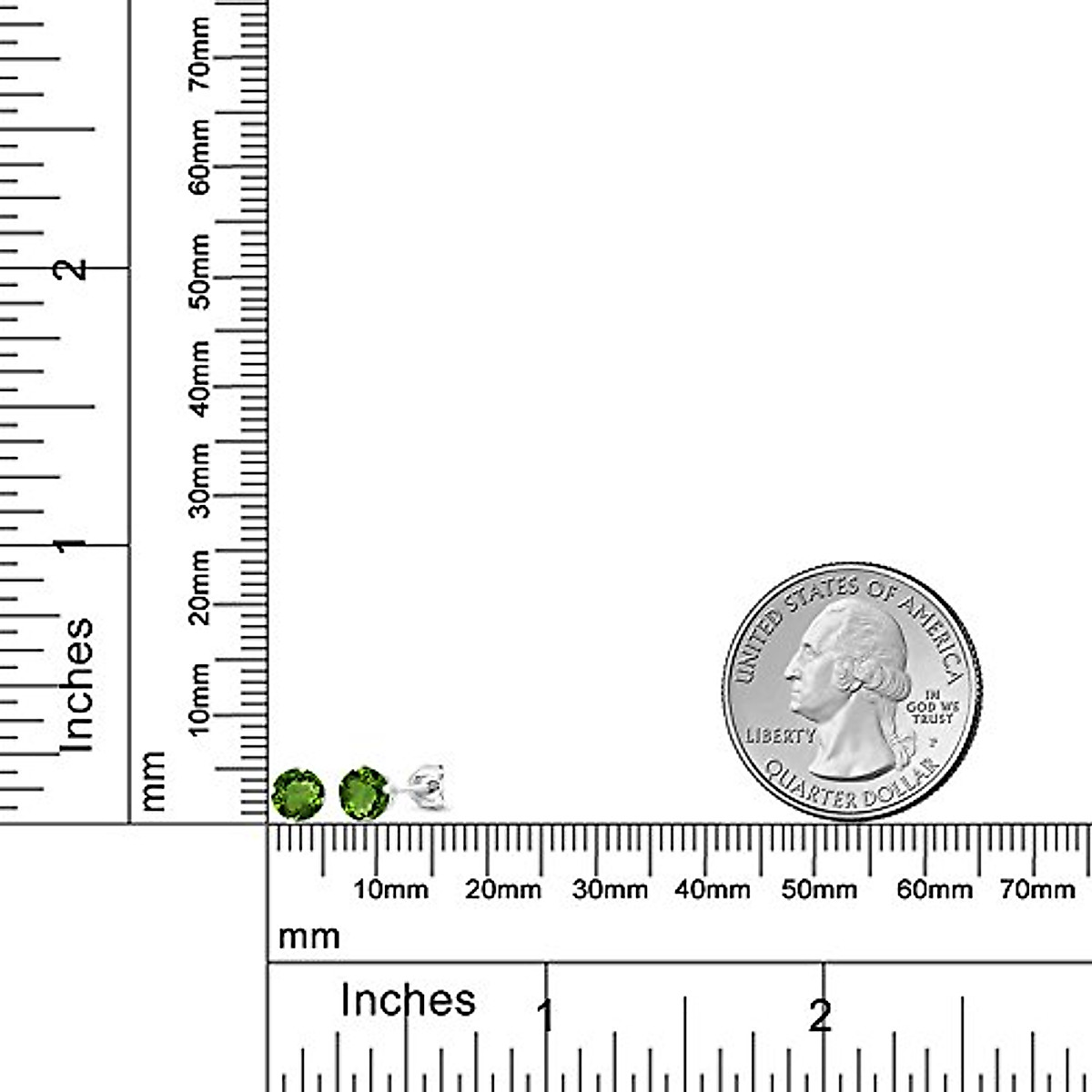 Gem Stone King 925 Sterling Silver Chrome Diopside Stud Earrings For Women (1.00 Cttw, Round 5MM)