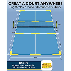 Bltend Pickleball Set - 22FT Regulation Size Portable Net, 4 Pickle Balls, Court Marker, Carry Bag and Tape Measure - Indoor Outdoor Driveway Gifts
