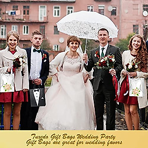 24 Pcs Wedding Party Gift Bags Bridesmaid Gift Bags Tuxedo Groomsmen Gift Bag Set Gift Wrap Bags for Wedding Groomsman Bridesmaid, Bachelor Bridal Shower Party Favors, 3.1 x 7.5 x 9 Inch