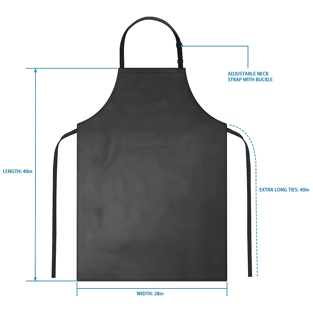 2 Pack Waterproof Rubber Vinyl Apron 40" Chef Aprons for Men Heavy Duty Chemical Work Apron Gifts for Dad Husband Fathers, Adjustable Bib Apron for Dishwashing Lab Butcher Cooking Kitchen Black