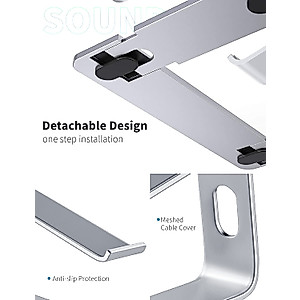 SOUNDANCE Laptop Stand, Aluminum Computer Riser, Ergonomic Laptops Elevator for Desk, Metal Holder Compatible with 10 to 15.6 Inches Notebook Computer, Silver