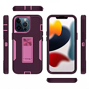 showdd Designed for iPhone 13 Pro Max Case, Military Grade Drop Protection iPhone Case Compatible with Magnetic Car Mount, Hybrid Hard PC Kickstand Case for iPhone 13 Pro Max 6.7", Purple