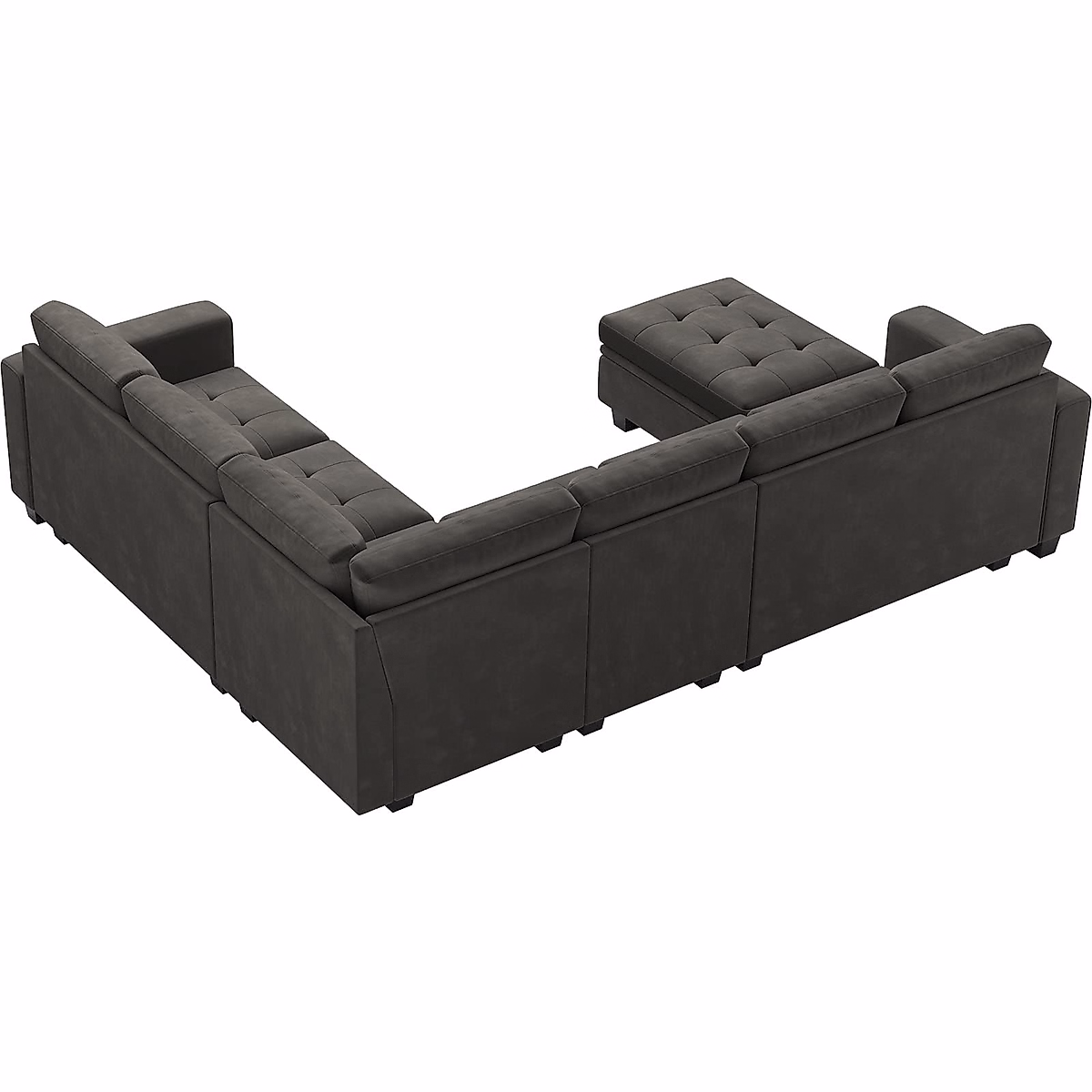 Belffin Velvet Modular Sectional Sofa with Storage Ottoman 6 Seater L Shaped Sectional Modular Sofa Couch with Reversible Chaise Convertible Corner Sectional Couch Grey