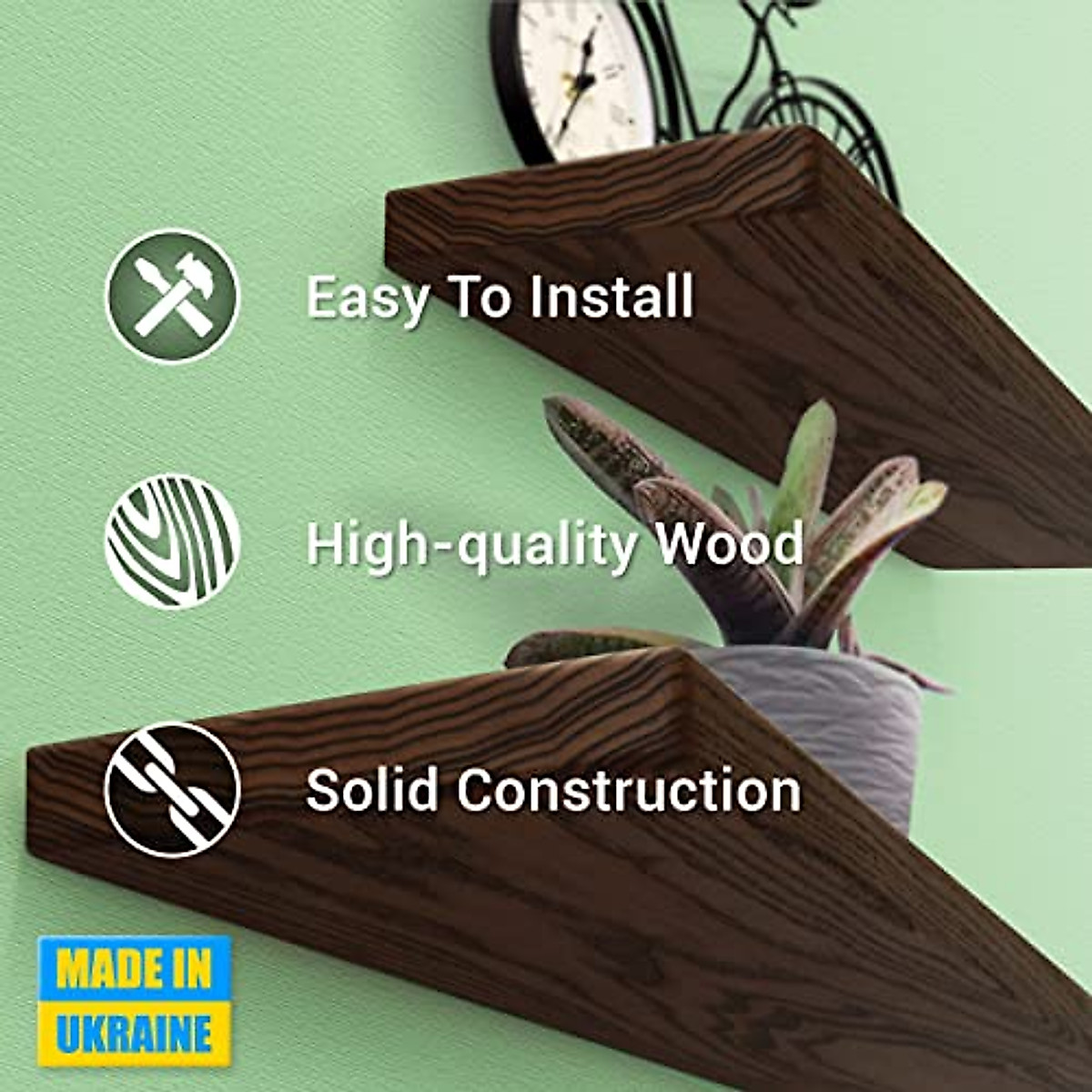 Wood Floating Shelves Set of 2-Rustic Shelf 24 inch Wide Wooden Wall Shelves for Living Room Bedroom Kitchen Bathroom Farmhouse Brown Color 24"x6.5"