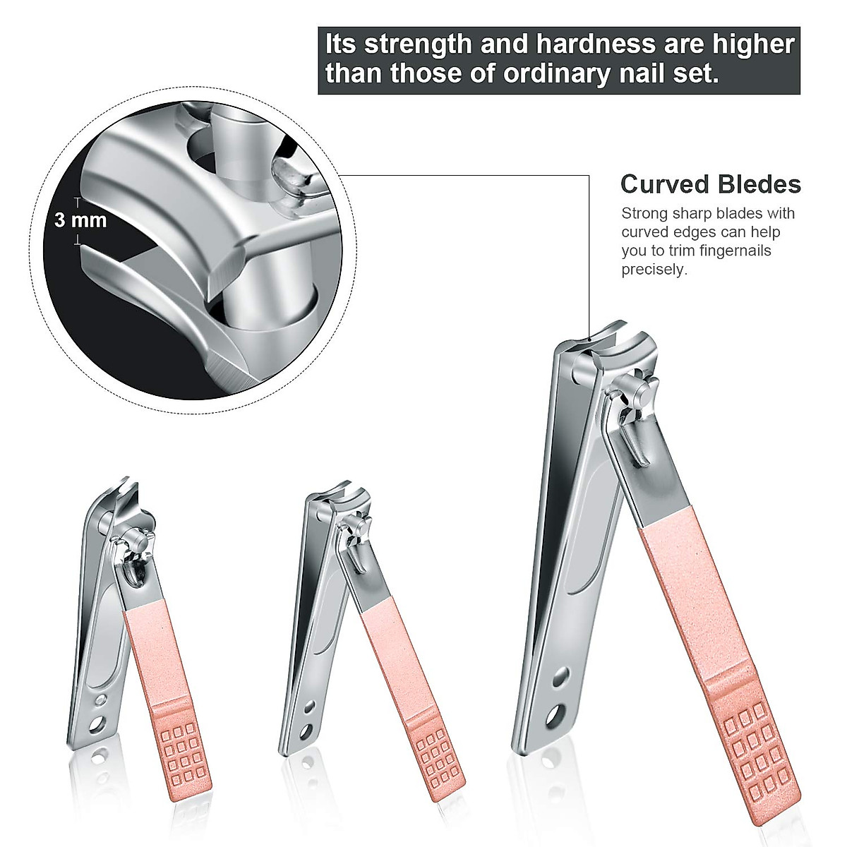 Manicure Set, Travel Mini Nail Clippers Kit Pedicure Care Tools, 10pcs Stainless Steel Grooming kit (Pink)