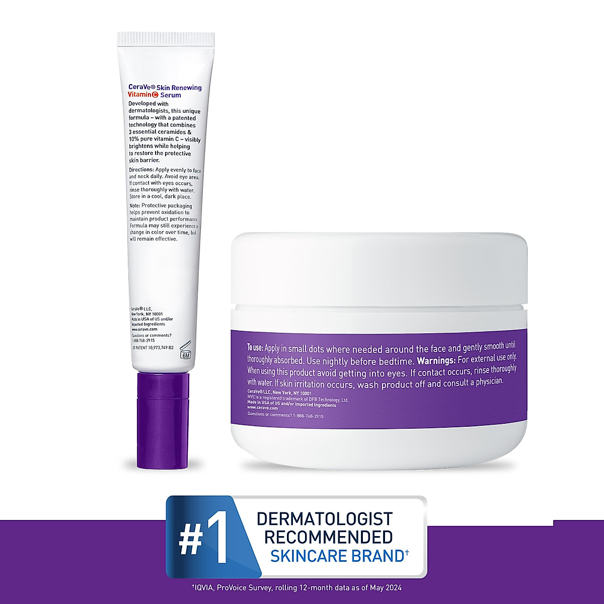 CeraVe Vitamin C Serum and Night Cream Skin Care Set, Brightening Serum with 10% Pure Vitamin C and Night Moisturizer with Peptides, Hyaluronic Acid and Ceramides, 1oz Vit C + 1.7oz Moisturizer