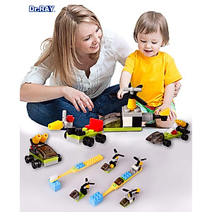 Dr.RAY Kids Toothbrush with Building Blocks and Toothbrush Covers, Extra Soft, Ages 6+ (Pack of 3, Multi-Colored)