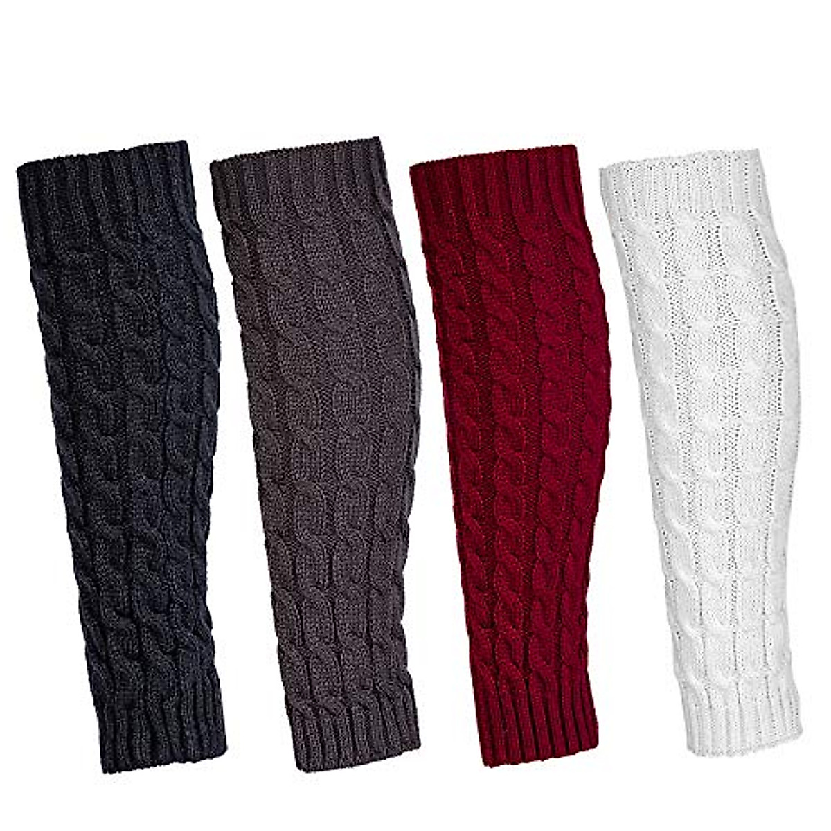 Ueerdand Leg Warmers for Women 4 Pairs Winter Warm Long Boot Knit Knee High Socks