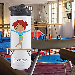 AVITO Personalized Gymnastics Gift - Stainless Steel - 18 oz Tumbler with Water Bottle Lid & Attached Straw - Kids Tumbler - Gymnast Cup - Gift for Toddlers - Gymnastics