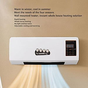 Wall Mounted Air Conditioner - Cooling Heating Dual Use Highly Efficient Portable Air Conditioner and Heater with Remote Control for Dorm, Office, Bedroom, US 110V (With Print)