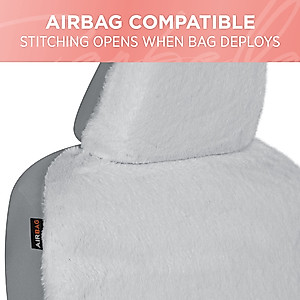 Carbella 2-Pack Sheepskin Car Seat Covers, Soft Plush Comfy Faux Fur Car Seat Covers Front Seats, Cute Automotive Seat Protectors Seat Covers For Cars, Car Accessories for Women (Gray)