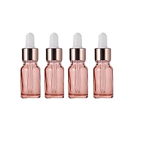Lokusel 4 Pack Glass Dropper Bottles,10ml/15ml/30ml/50ml/100ml Essential Oil Bottles Dropping Bottles With Rose gold Lids Perfume Empty Travel Sample Vials Essence Liquid Cosmetic Containers(15ml)