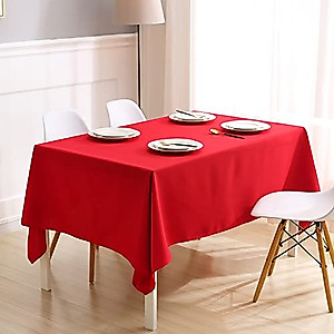 Hooshing Red Square Tablecloth 60 x 60 Inch Wrinkle Resistant Washable Polyester Table Cloth Waterproof and SpillProof Decorative Table Cover for Dining Table Buffet Parties and Camping