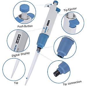 LICHEN lab Single Channel Micropipettor Multi Volume Capacity Adjustable Micropipette Scientific Laboratory High Precision Micropipette (1000-5000μl (Increment:50μl))