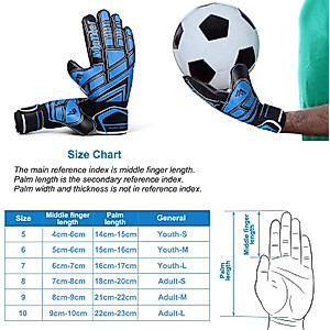 Malker Soccer Goalie Gloves Goalkeeper Gloves with Fingersave and Double Wrist Protection, Strong Grip Goalkeeper Gloves for Youth&Adult Size 8 (Black)