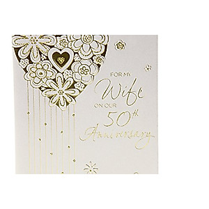 Hallmark Mahogany 50th Anniversary Card for Wife (Foil Flower Heart)