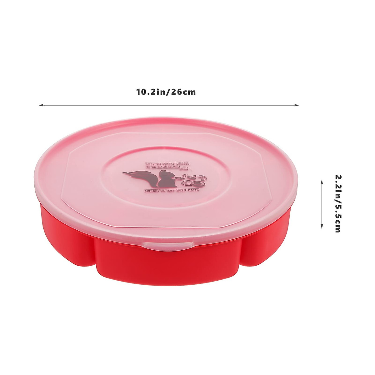 Operitacx Snack Serving Tray 6 Compartment Divided Candy Plate with Lid Nut Plate Appetizer Tray Decorative Candy Containers For Festival Gift Party Red (10x2.1 inch)